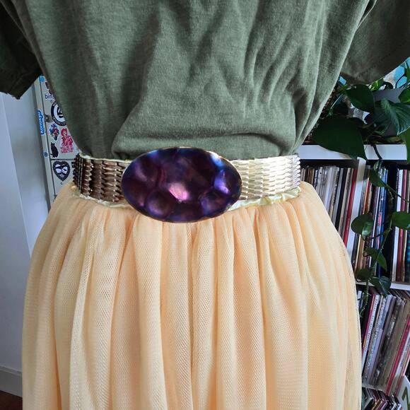 other | Accessories | Vintage Metal Belt With Oval Iridescent Purple ...